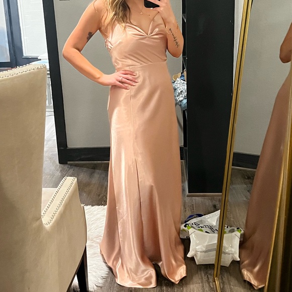 Birdy Grey | Dresses | Birdy Grey Lisa Bridesmaid Rose Gold Satin Dress ...